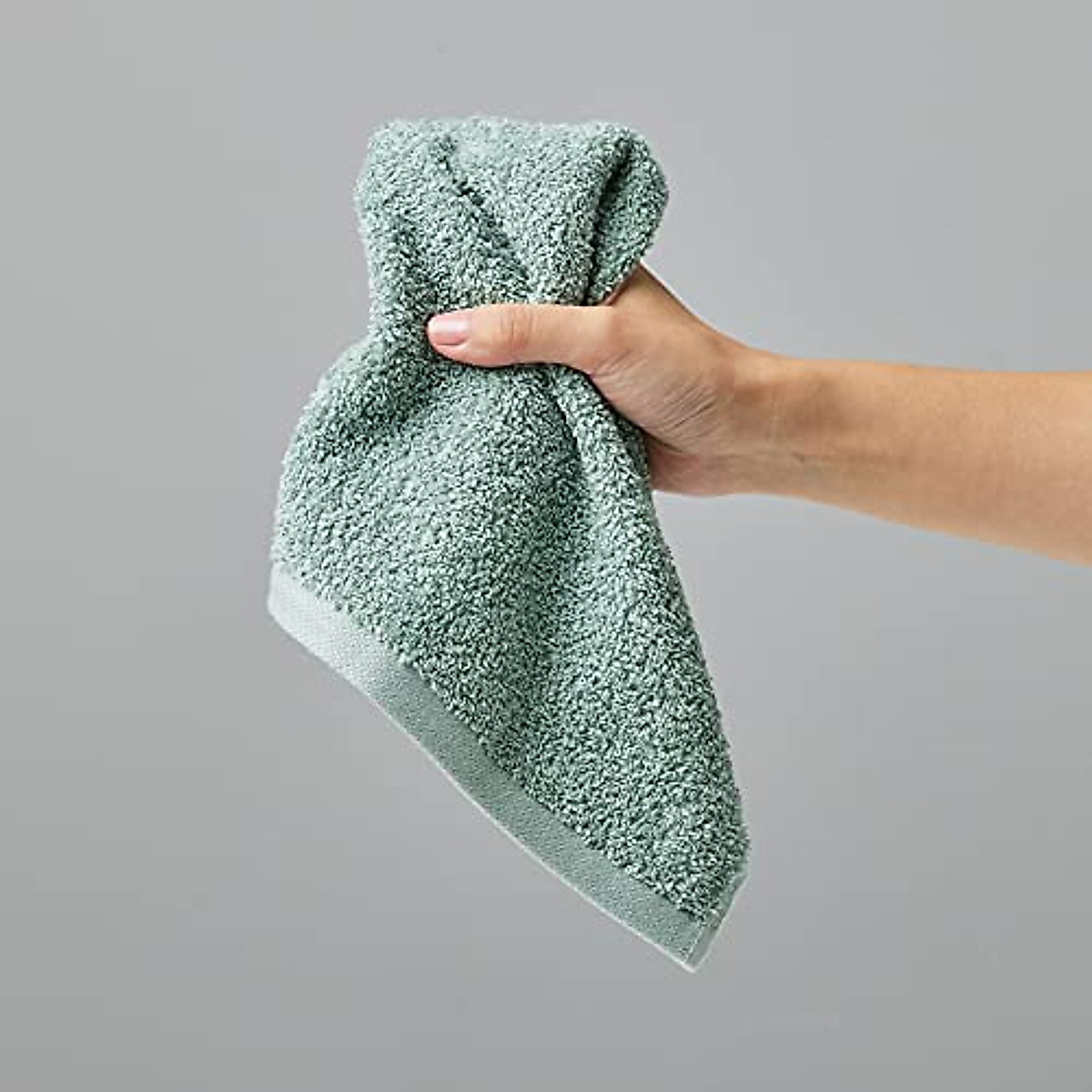 Amazon Basics Fast Drying, Extra Absorbent, Terry Cotton Washcloths - Pack of 24, Seafoam Green, 12 x 12-Inch