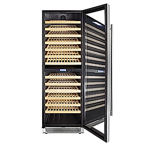 Summit Appliance SWC1966B 24" Wide Dual Zone Wine Cellar For Built-In or Freestanding Use with Glass Door with Stainless Steel Trim, Digital Thermostat, Wooden Shelving and Factory-Installed Lock