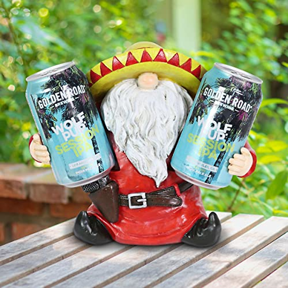 Exhart 2-Can Sombrero Gnome Statue, Durable Resin, Hand Painted Indoor Outdoor Décor, 9.5"x6"x8.5"