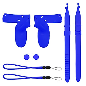 Full Grip Cover Compatible for Oculus Quest 2 Touch Controller with Adjustable Anti-Fall Backhand Starp and Wrist Hand by X-Super Home (Blue)