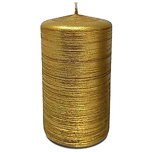 Hyoola Brushed Metallic Pillar Candles - 6 Pack - Gold Pillar Candles - European Made Decorative Pillar Candles - 2.75 Inch x 5 Inch