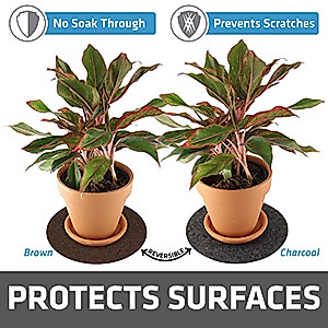 Drymate Plant Coaster Mat Reversible, Charcoal/Brown, (12 Inch), (Set of 2), Round/Fabric, Absorbent/Waterproof - Protects Surfaces, Contains Liquids (USA Made)
