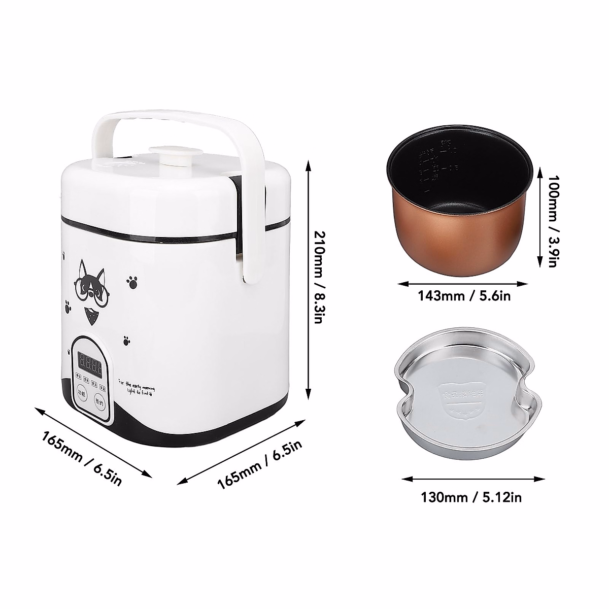Portable 12V Car Travel Rice Cooker 2 Cups,1.2L Mini Rice Cookers with Cooking Heating and Keeping Warm Function, 304 Stainless Steel Steam Tray