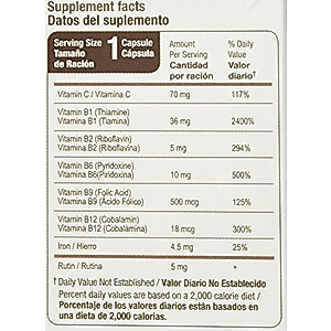 Bedoyecta Multivitamin Contains Iron, Folic Acid, Vitamin C, B1, B2, B9, and B12, 30 Count