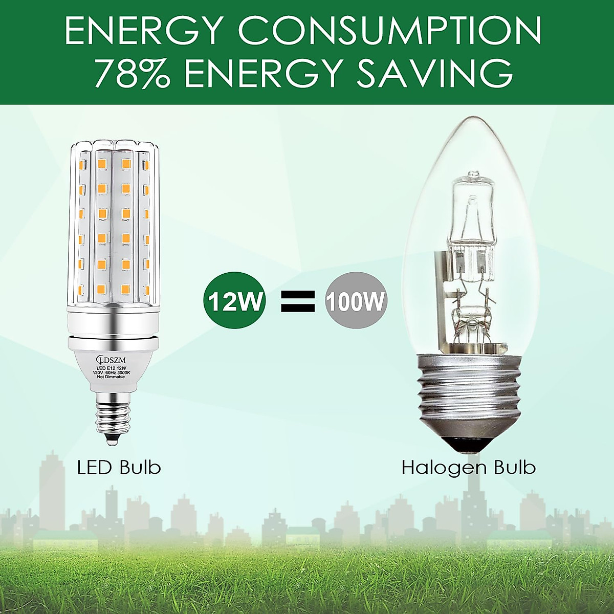 E12 LED Bulbs,12W LED Corn Light Bulb, E12 LED Bulb 100W Equivalent 1200 Lumen 3000K Warm White, Non-Dimmable LED Candelabra Light Bulbs, E12 Candelabra Base Chandelier Light Bulbs, Pack of 3