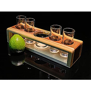 Tequila Shot Glass Serving Tray | Shot Flight, Shot Caddy, Shot Glass Set, Shot Glass Display and Storage … (Center Dish)