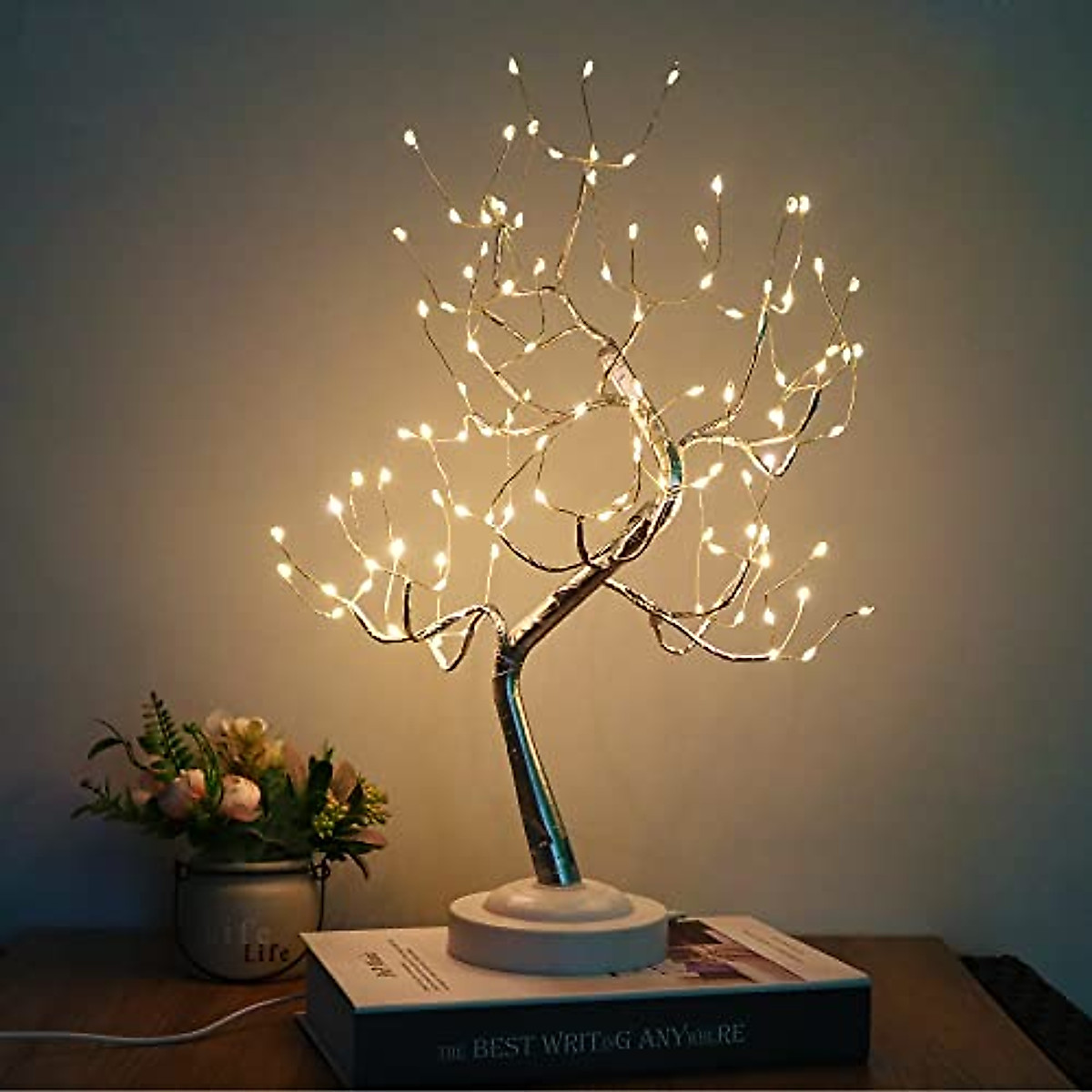 Tabletop Bonsai Tree Light 108 LED Copper Wire Tree Lamp Fairy Spirit Night Light,Battery/USB Operated,6h Timer Adjustable Branches Halloween Christmas for Home Decoration and Gift (Warm White)