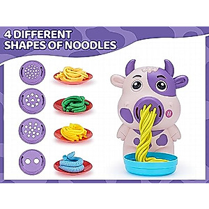 VBACALA Color Dough Toy Dough Tool Set, Clay Food Mold Set with Kitchen Creative Noodle Toys and Cow Ice Cream playdough Machine, 3 4 6 8-Year-Old Boy and Girl Birthday Creative Gifts