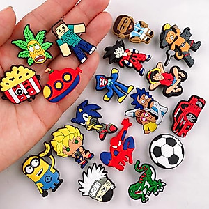 100 Pack Random Cartoon Anime Croc Charms Bulk Pins for Crock Boys Girls, Cute Cartoon Kids Toddler Croc Charms Bracelet Accessories for Wristband Decoration.