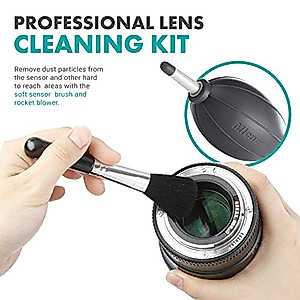Movo Deluxe Essentials DSLR Camera Cleaning Kit with 10 APS-C Cleaning Swabs, Sensor Cleaning Fluid, Rocket Air Blower, Lens Pen, Soft Brush, 2X Small and 2X Large Microfiber Cloths and Carrying Case