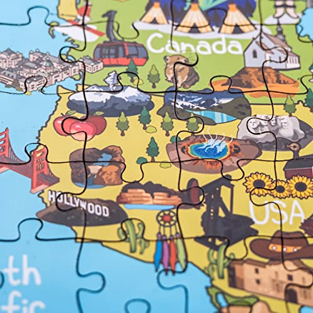 Terra Puzzles America Map Wooden Jigsaw Puzzle 152 Piece, 10x15 inches