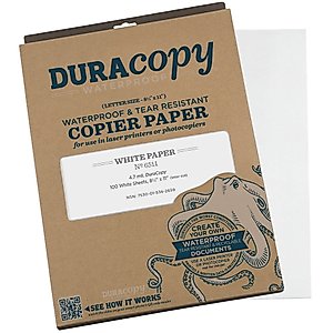 Rite In The Rain Waterproof (DURARITE) Copier Paper, 8 1/2" x 11", White, 100 Sheet Pack (6511)