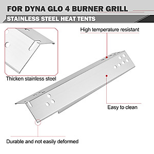 70-02-411 Heat Plates Replacement for Dyna Glo Grill Replacement Parts DGH474CRP DGX440SGP DGH474CRP-D 4 / 5 Burner Grill Parts DGH485CRP DGH485CRP-D DGF481CRP Stainless Steel Heat Shield Heat Tents
