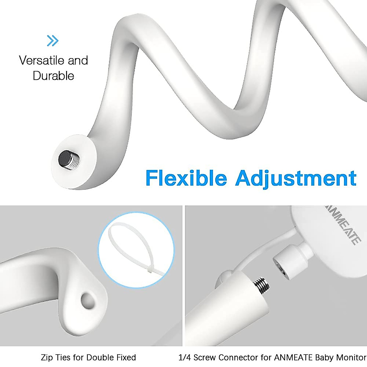 Koroao Flexible Twist Mount for ANMEATE SM24 /Babysense V24US /GoodBaby UU24 Video Baby Monitor Without Tools or Wall Damage