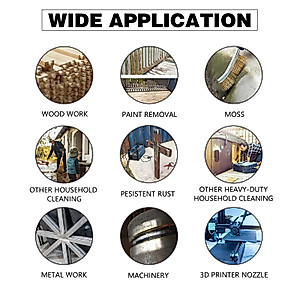 SALI Wire Brushes for Cleaning Rust Removal Heavy Duty Steel Brush Tool 11" Long Handle with Plastic Handle,for Automotive,Grill,Paint , Welding Slag&Household，More and Thicker Bristles Pack of 2