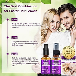 Rosemary Oil Hair Growth Serum W/Rosemary Water & Rice Water Spray Hair Growth,Biotin Castor Oil Argan Oil Caffeine Keratin Reduce Hair Loss,Restore Dry Damaged Hair Regrowth Treatments for Women Men