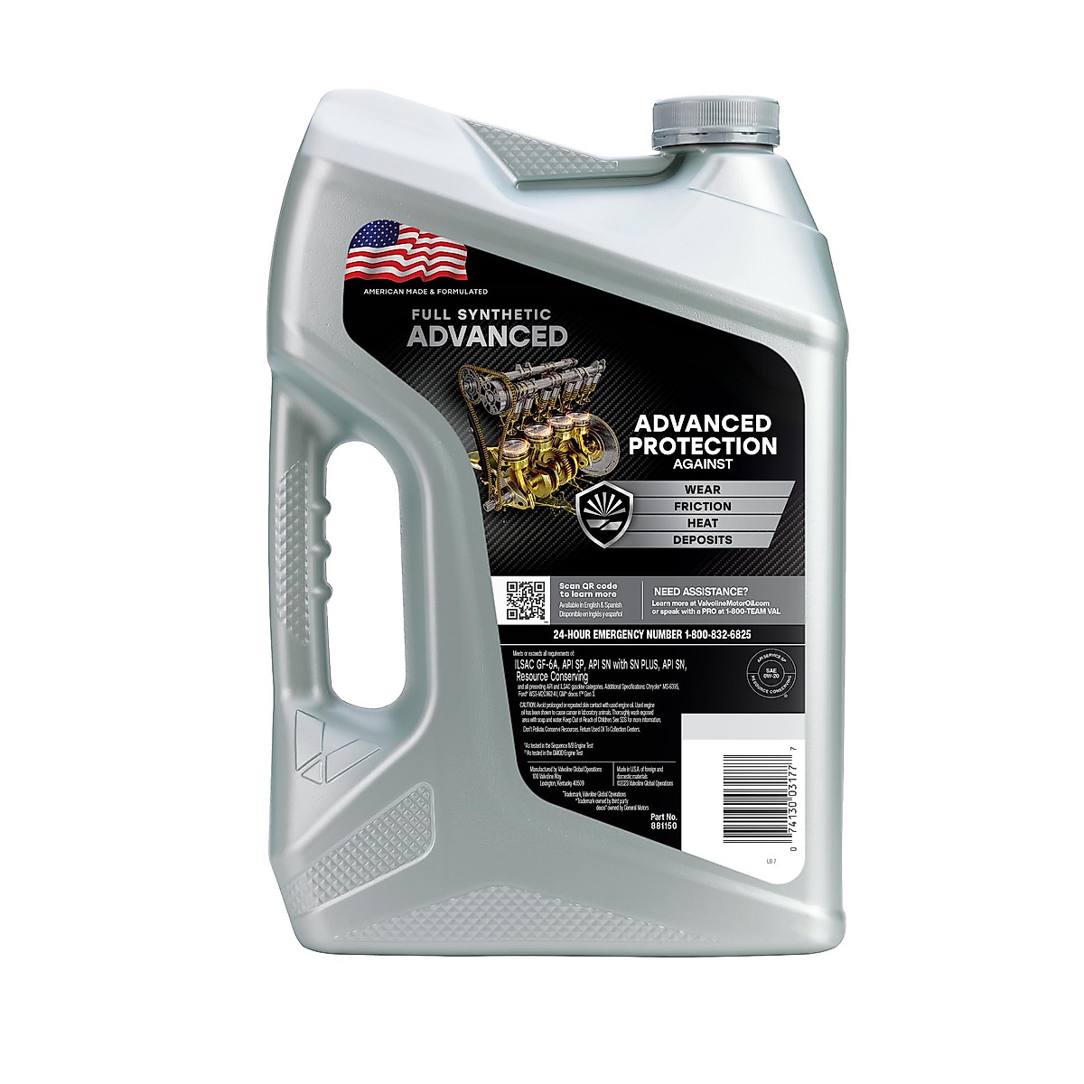 Valvoline Advanced Full Synthetic SAE 0W-20 Motor Oil 5 QT