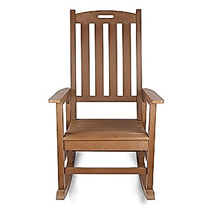 Vaneventi Outdoor Rocking Chair with 350lbs Support, All-Weather Oversized Outdoor Chair, Fade-Resistant Porch Rocker Chair, 34L 27W 46.8H (Brown)