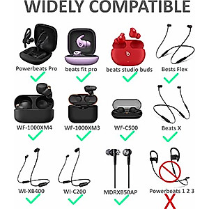 A-Focus 16 Pairs 3.8mm Inner Hole Ear Tips Fit Most in-Ear Earbuds ( Inner Hole 3.8mm -4.5mm ), Replacement Silicone Eartips Compatible with Beats Flex WF-1000XM4 and Powerbeats Pro, Black