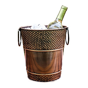BREKX Berkshire Copper Finish Galvanized Wine Bucket, Leak & Rust Resistant, Sealed Ice and Drink Holder with Handles, 5 Quarts