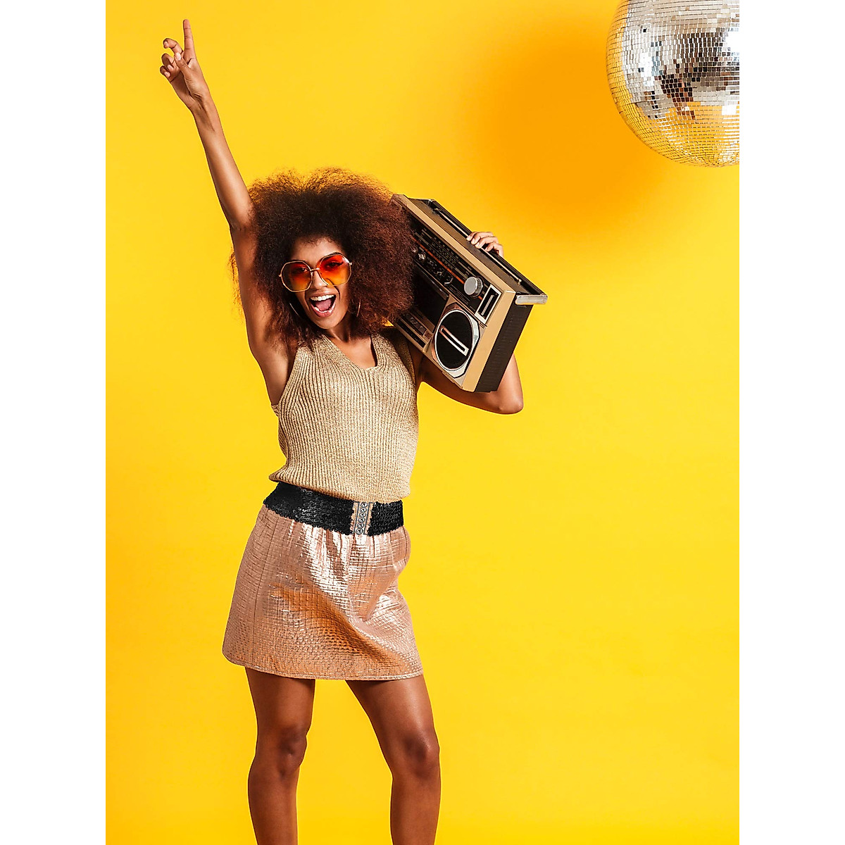 3 Pieces Sequin Belt for 70s 80s Costume Party, Disco Party Costume Wide Waist Elastic Cinch Belt Cheerleader Stretchy Belt for Women Girl Metal Buckle Glitter (Gold Silver Black)