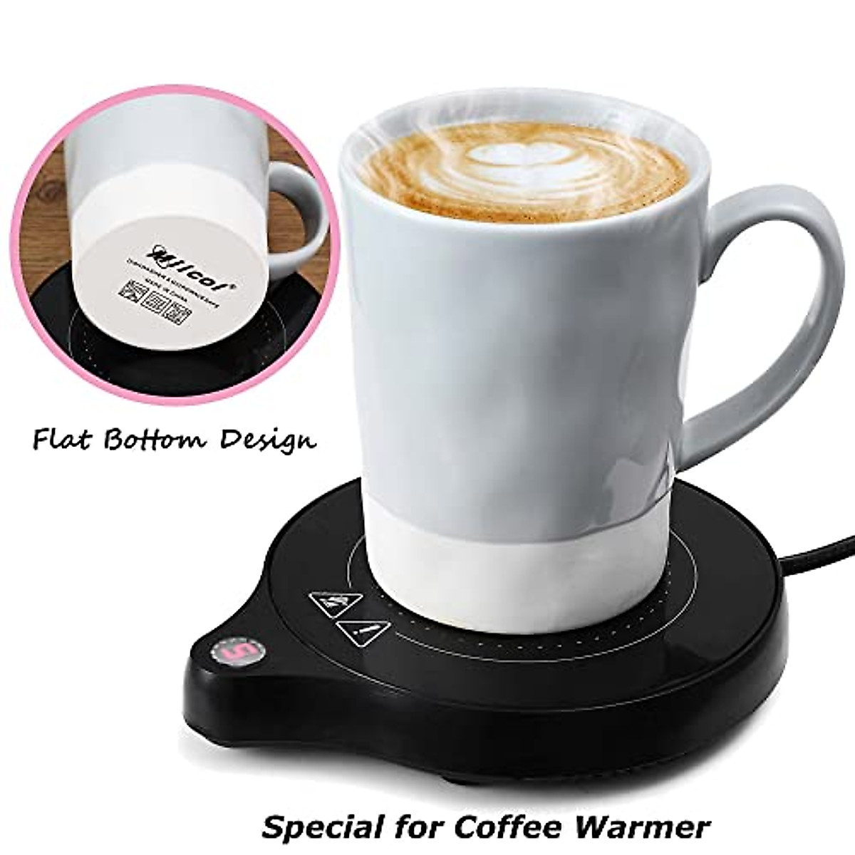 Miicol Porcelain Coffee Mugs Set of 6-15 Oz Large Ceramic Flat Bottom Cups for Latte, Tea, Cocoa - Modern Rustic Handmade Look, Neutral Grey