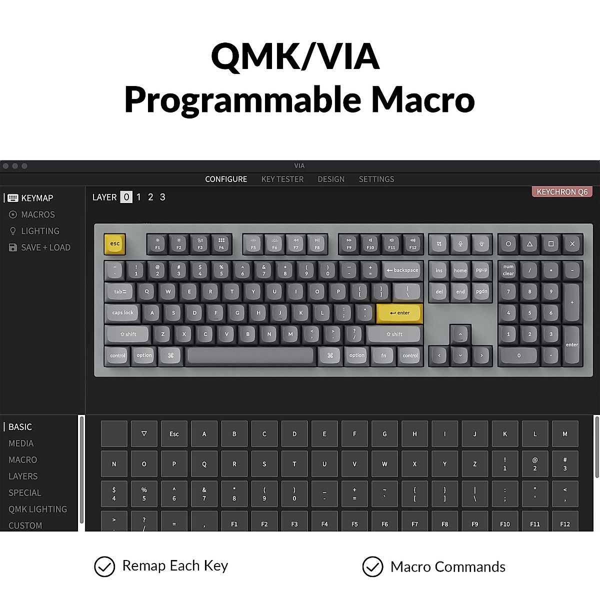 Keychron Q6 Wired Custom Mechanical Keyboard, QMK/VIA Programmable Macro, Full-Size Aluminum RGB Backlit, Double Gasket Hot-Swappable Gateron G Pro Brown Switch Compatible with Mac Windows Linux-Grey