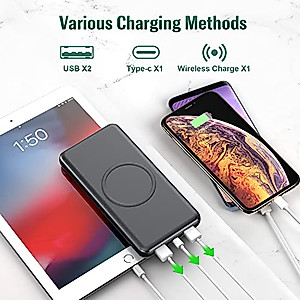 Ekrist Wireless Portable Charger Power Bank, PD 26800mAh Quick Cell Phone Wireless Charging, 2 Input+4 Output QC3.0 External Power Delivery USB-C Battery Pack Compatible with iPhone 12/11, Samsung