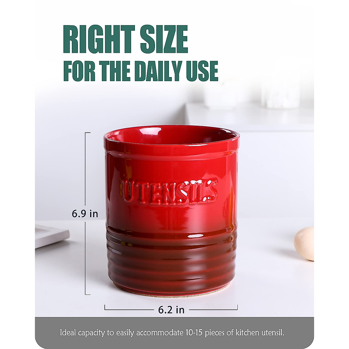 Kitchen Utensil Holder, Lareina Utensil Caddy for Countertop & Lareina Large Ceramic Casserole Dish with Lid