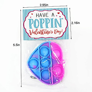 Valentines Day Gifts for Kids - Valentines Day Cards for Kids - Set of 24 Pop Heart Fidget Toys Bulk - Valentine Exchange Cards for Toddlers Girls Boys School Classroom Party Favors Age 3 Year and Up