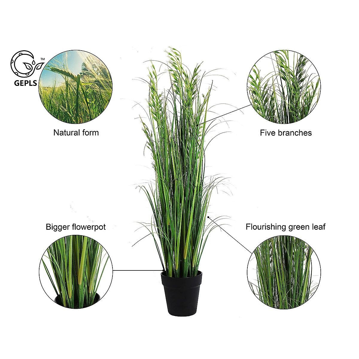 GEPLS 37.5"/90CM Faux Wheat Grass Faux Plant Onion Grass Home Decor Plants Green Shrubs Plastic Plant for Home House Office Table Bathroom Indoor Outdoor Decor Bohemian Decor (Green)