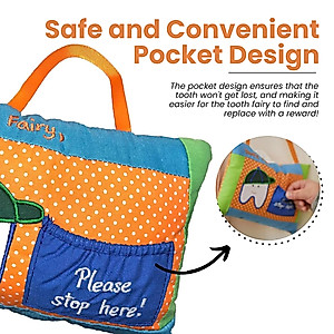 My Growing Season Blue Tooth Fairy Pillow Soft Blue Embroidered Pillow with Pocket for Boys | Felt Fabric Cloth Keepsake Tooth Holder