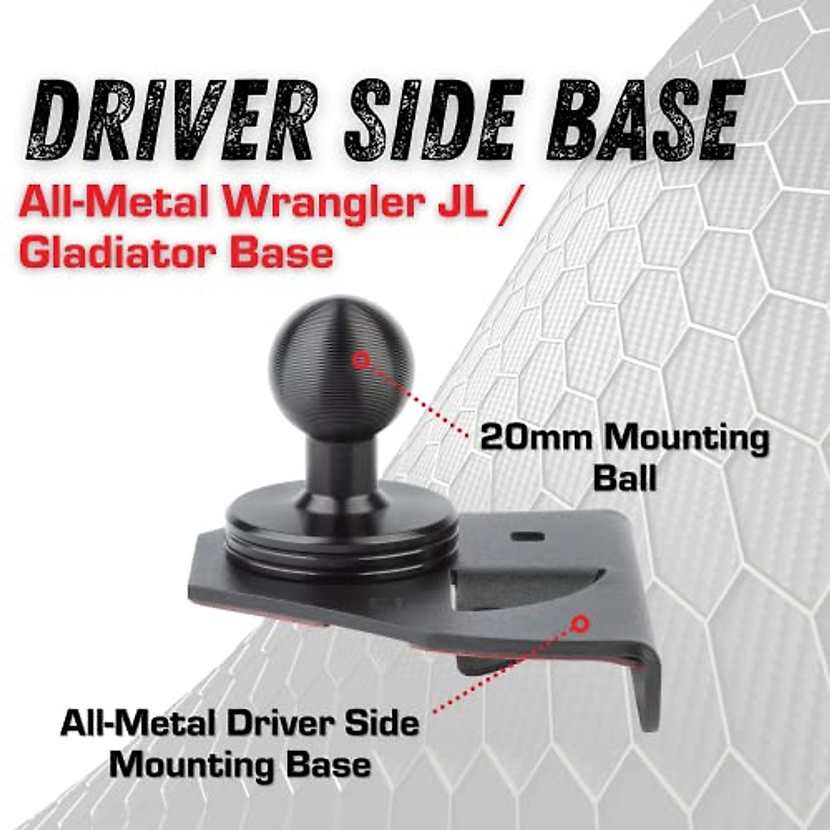 Bulletpoint Dash Mount Cell Phone Holder Compatible with 2018+ Jeep Wrangler JL (NOT 4xe) & 2020+ Gladiator Single Ball Mount Compatible with iPhone Android Smartphone (Driver Side)