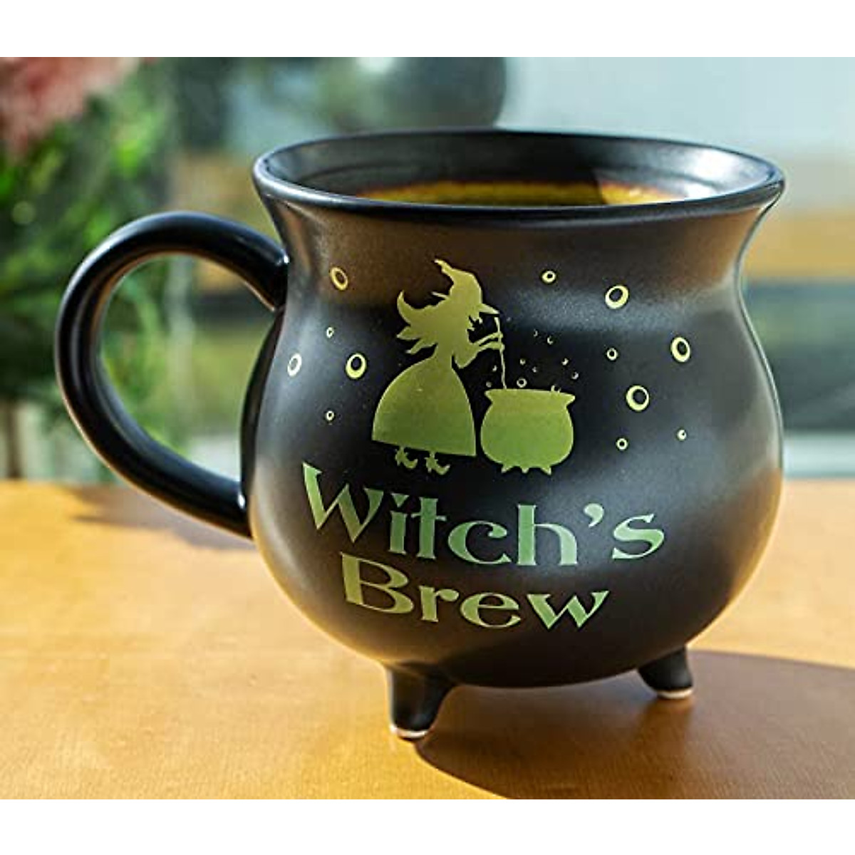 Ebros Wicca Witch's Brew Alchemy And Magic Potion Reduction Fired Porcelain Cauldron Shaped Bowl Or Large Mug 32oz With Handle Hot Cocoa Coffee Tea Cereal Soup Mugs Bowls Occult Witchcraft