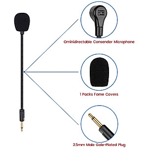 Microphone Replacement for Razer Kaira Pro Wireless Gaming Headset, Omnidirectional Detachable Mic Boom Works on Xbox One, Xbox Series X & S, PS5, PS4, PC, Mac