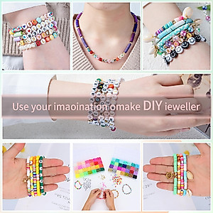 SJZWSD 6-Box Friendship Bracelet Making Kit - 16,000pcs Clay Beads, Seed Beads & Glass Beads Collection, Letter Beads, Charms