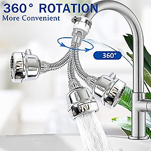 Pinkiou Faucet Sprayer Attachment, Kitchen Sink Sprayer Attachment for Faucet, 360° Rotatable Anti-Splash Faucet Aerator Faucet Nozzle with 3 Modes Adjustment