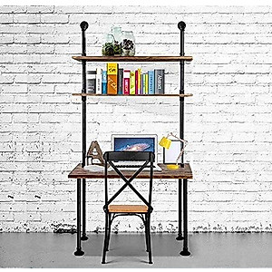 Diwhy Computer Desk with Storage Shelves,Home Office Writing Desk,Bookshelf Laptop Desk, Industrial Style Office Decor,Studying Writing Table Workstation,Stable Metal Framee,Easy Assembly(40" L)