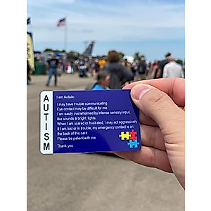 Autism Alert Card - ADHD Awareness Cards - Customized Name & Emergency Contact - 2 Pack, Secure ID