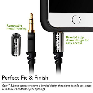 3.5mm to RCA Cable, GearIT Pro Series 35 Feet Premium Gold Plated 3.5mm to RCA Audio Stereo Cable for Headphones, Home System, Car Stereo, iPods, iPhones, MP3 Players and More - Black