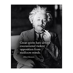 Great Spirits Encounter Opposition - Motivational Wall Art, Encouraging Inspirational Wall Decor With A. Einstein Quotes For Home Wall Decor, Office Decorations & School Decor. Unframed-8 x 10"