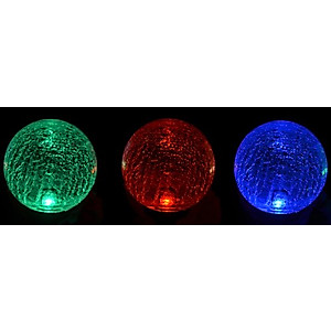 Sogrand 3pcs,Solar Lights Outdoor,3 Color LED Crackle Glass Globe Stainless Steel,Solar Light,Solar Garden Lights,Solar Path Lights,for Lawn Patio Yard Walkway Driveway Pathway Landscape