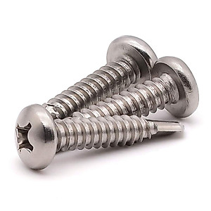 #8 x 3/4" (100 pcs) Pan Head Self Drilling Screws for Metal, Phillips Drive Self Tapping, Sheet Metal Tek Screws, 410 Stainless Steel, Full Thread, No Pre-drilled Needs