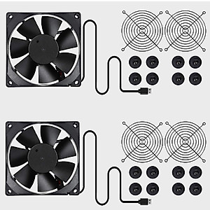 upHere USB Computer Fan Black, Dual 80mm, Silent, 80 * 80*25mm, 1800rpm, 5V, 1.68W, 20dB, Compatible with Desktop, Laptop, TV Box, Receiver, AV Cabin, PS4, Projector, Router