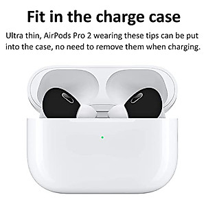 [ Fit in Case ] Ultra Thin Compatible with AirPods Pro 2 Ear Tips Eartips, Replacement Super Thin Anti Scratch Cover Skin Accessories Compatible with AirPods Pro 2nd Generation 2 White 2 Black