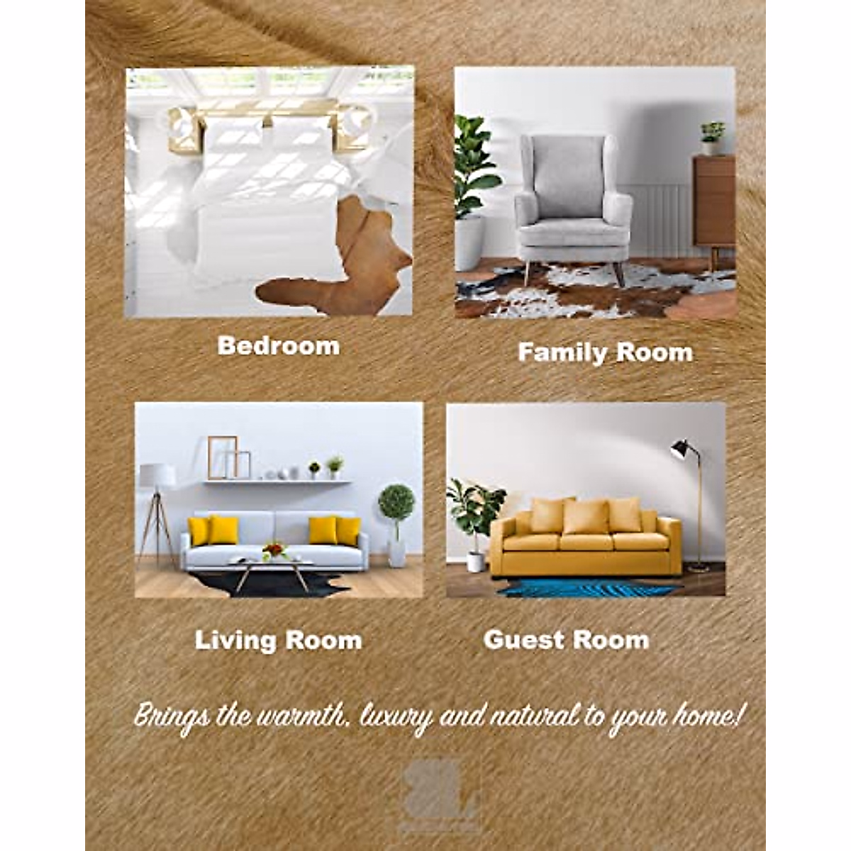 bonanza leathers Genuine Cowhide Rug Classic Tricolor Size S/L/XL 5X6/6X7/7X8 FT (L)