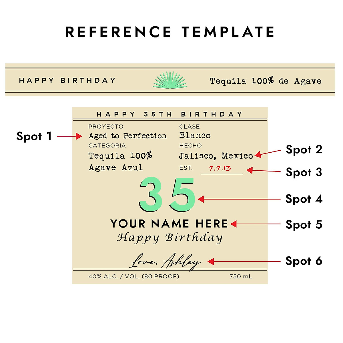 Personalized Happy Birthday Label to fit Casamigos Bottles