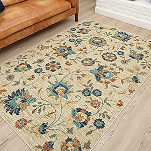 Mohawk Home Soho Crewel Floral Spice Printed Area Rug, 5'x7', Beige