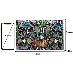 U Scinan Fashion Women Snakeskin Envelope Clutch Bag Ladies Retro Evening Party Prom Chain Handbag Purse Mother's Day Gift (multicolor snakeskin)