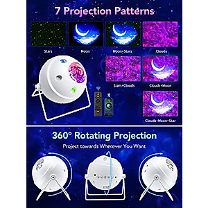 One Fire Galaxy Projector Starlight Projector Moon Projector, 48 Light Modes+Rotating Star Projector Galaxy Light Projector for Bedroom, Bluetooth Starry Night Light Projector,Charisma Gifts for Kids